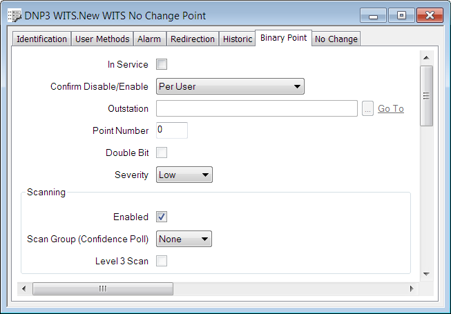 DNP3 WITS Driver Guide – Configuring a WITS No Change Point